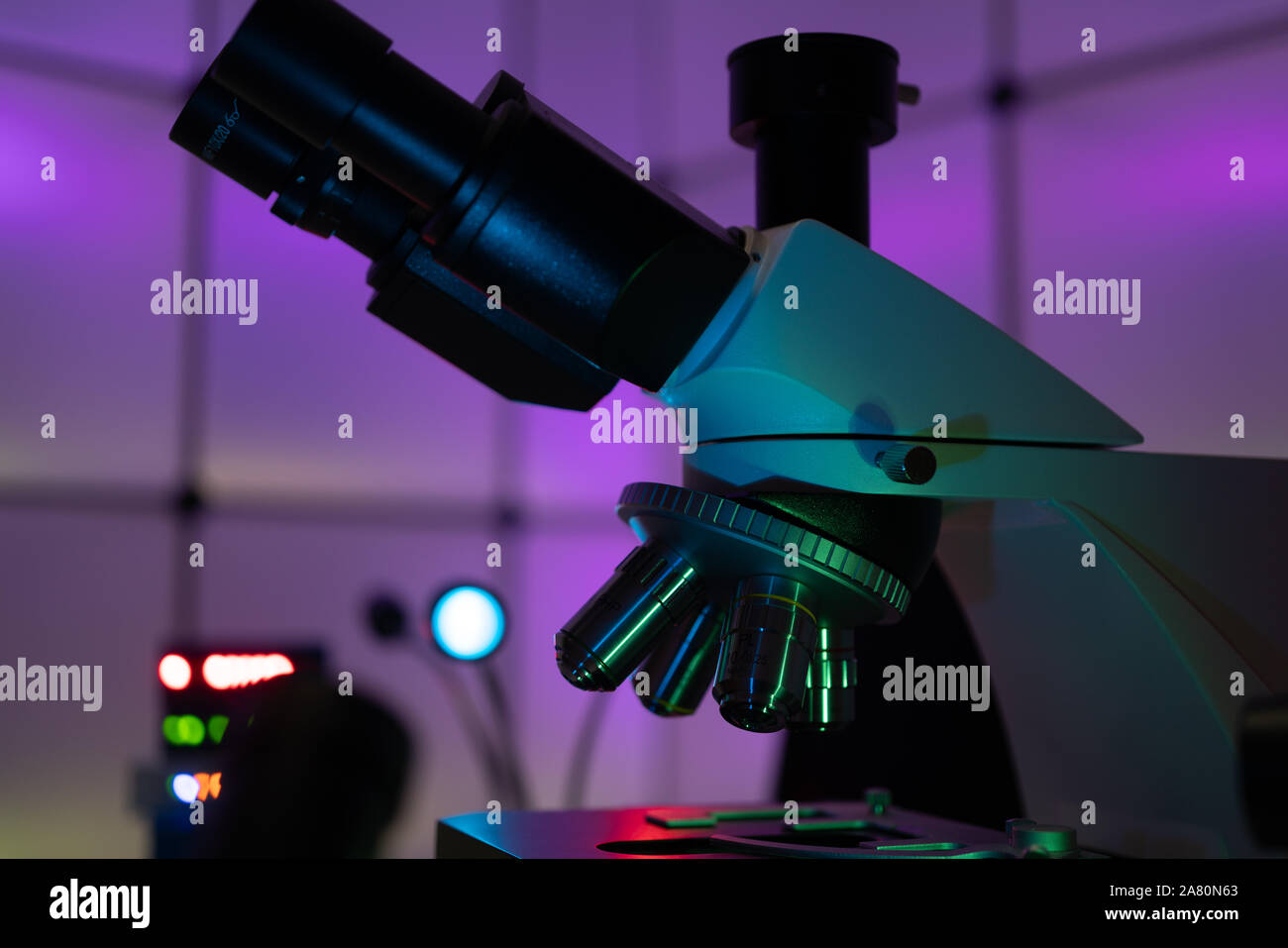 microbiological laboratory microscope in laboratory interior Stock ...