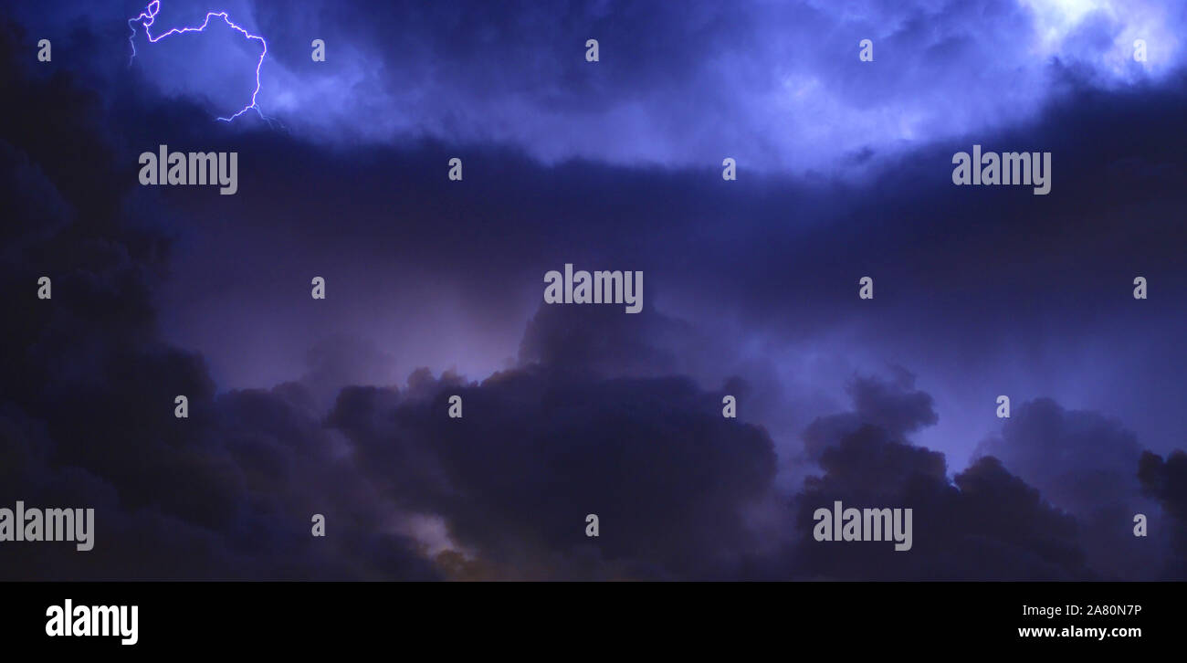 Dangerous lightning storm in the dark of night Stock Photo - Alamy