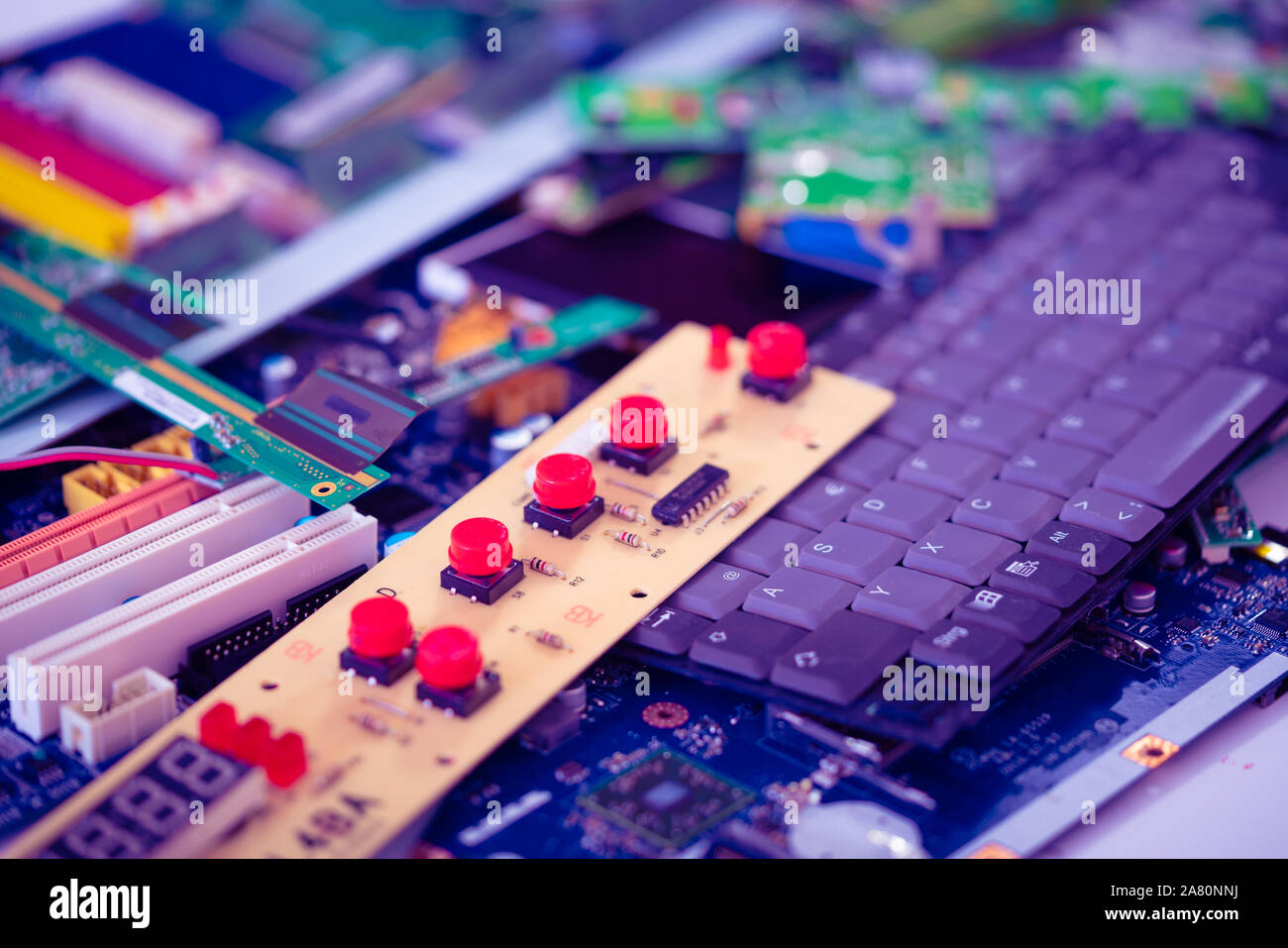 electronic PCB garbage as background from recycle industry and old ...