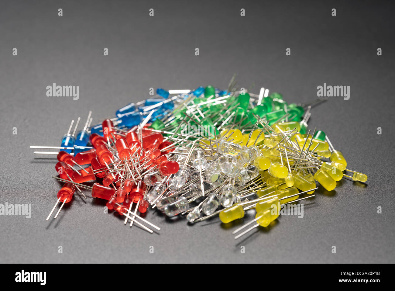 Set of colored LED light-emitting diode (LED) on background Stock Photo ...