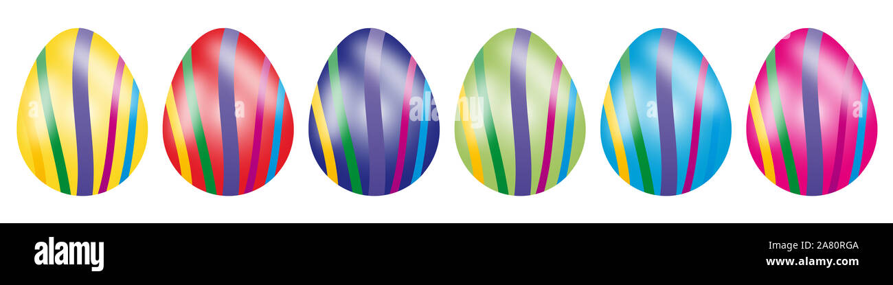 Colorful Easter egg with pattern and stripes banner isolated on white ...