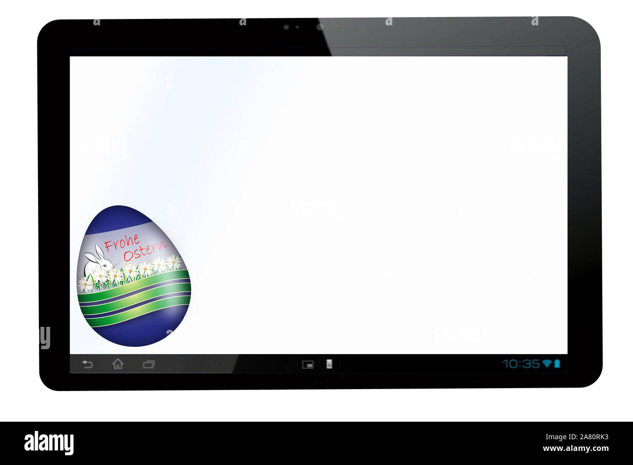 Colored Easter eggs on tablet display isolated on white Stock Photo - Alamy