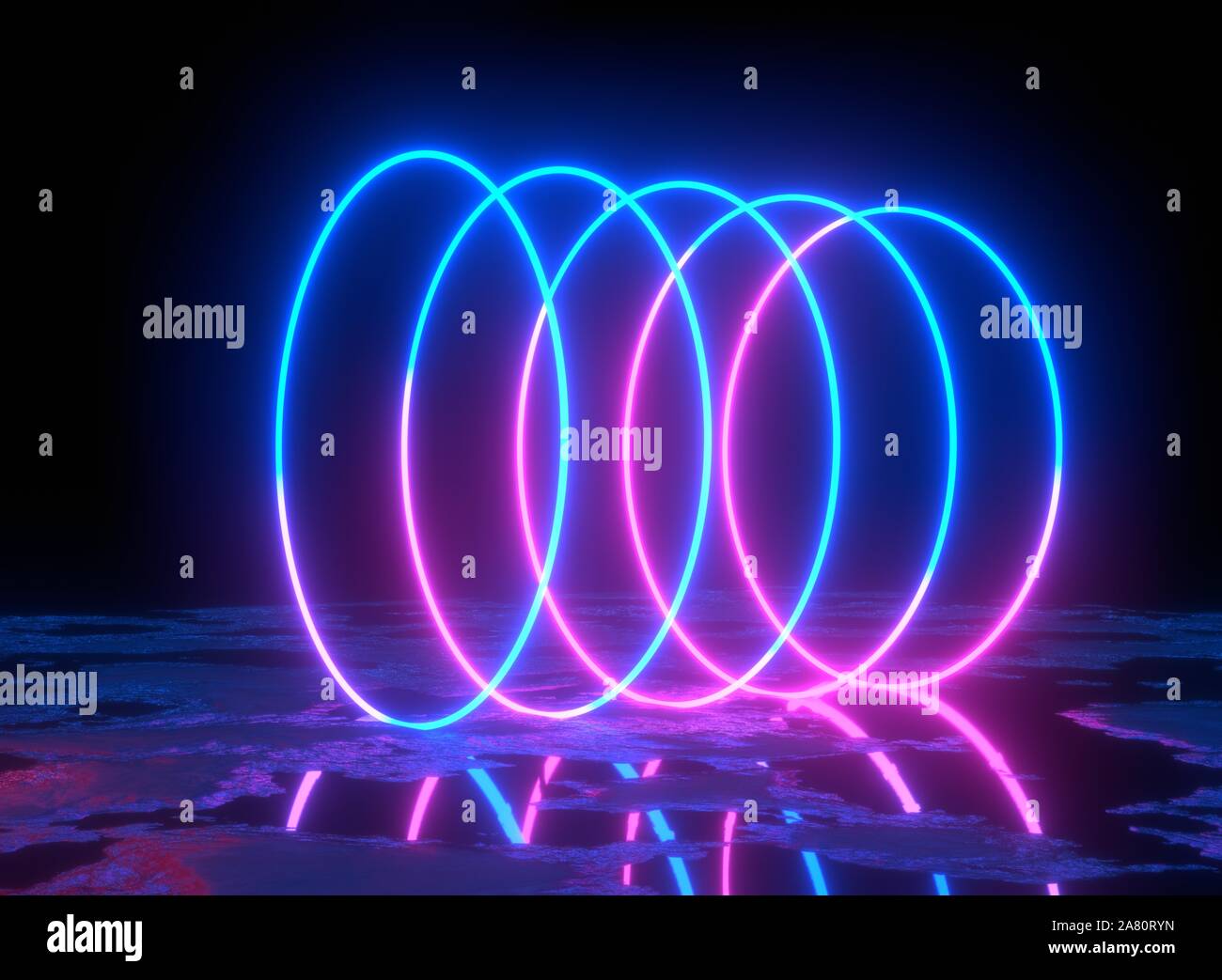 Glowing lines, tunnel, neon lights, virtual reality, abstract ...