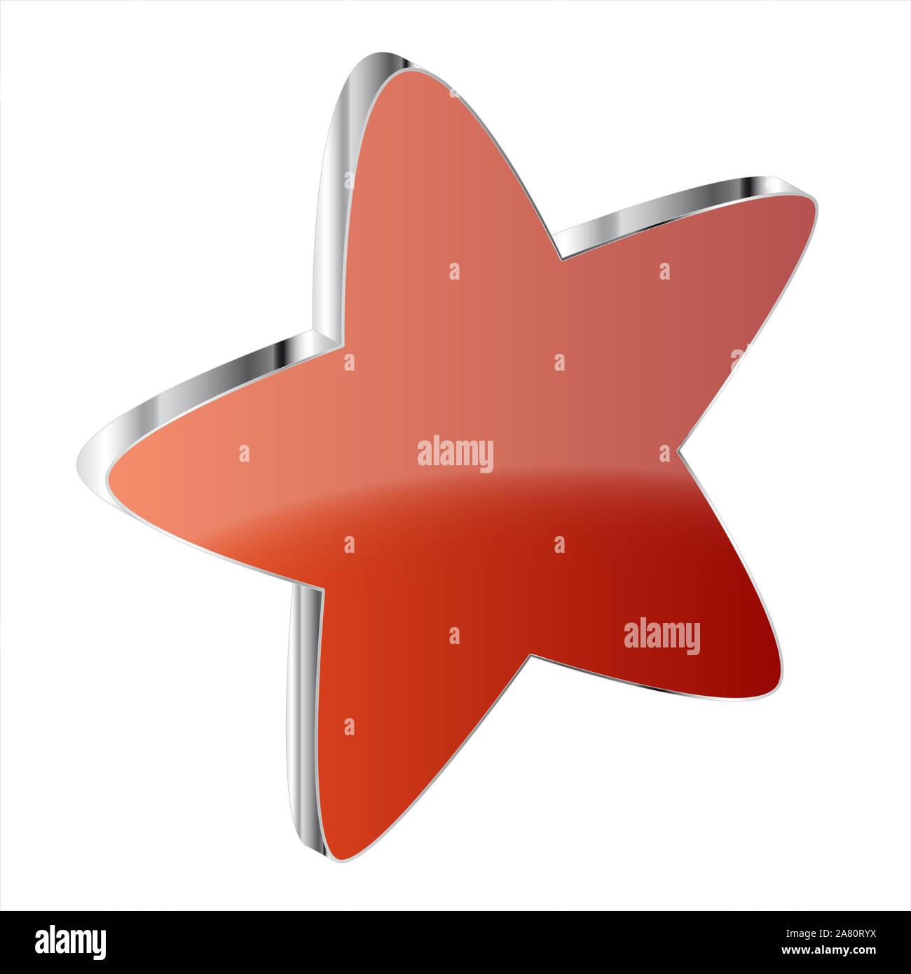 Orange 3D star with chrome edge insulated on white background Stock ...