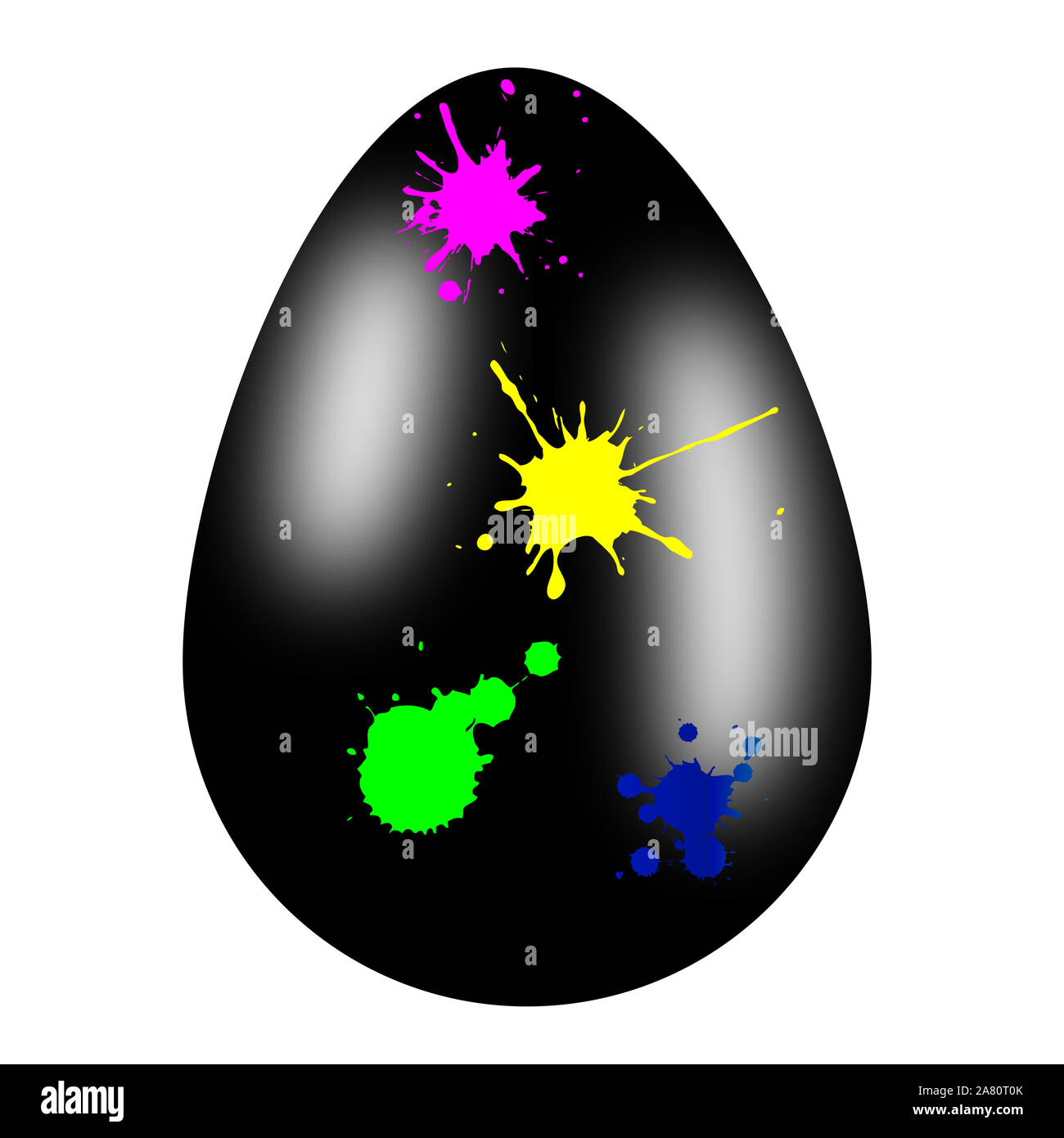 Black Easter egg with color splash isolated on white Stock Photo - Alamy