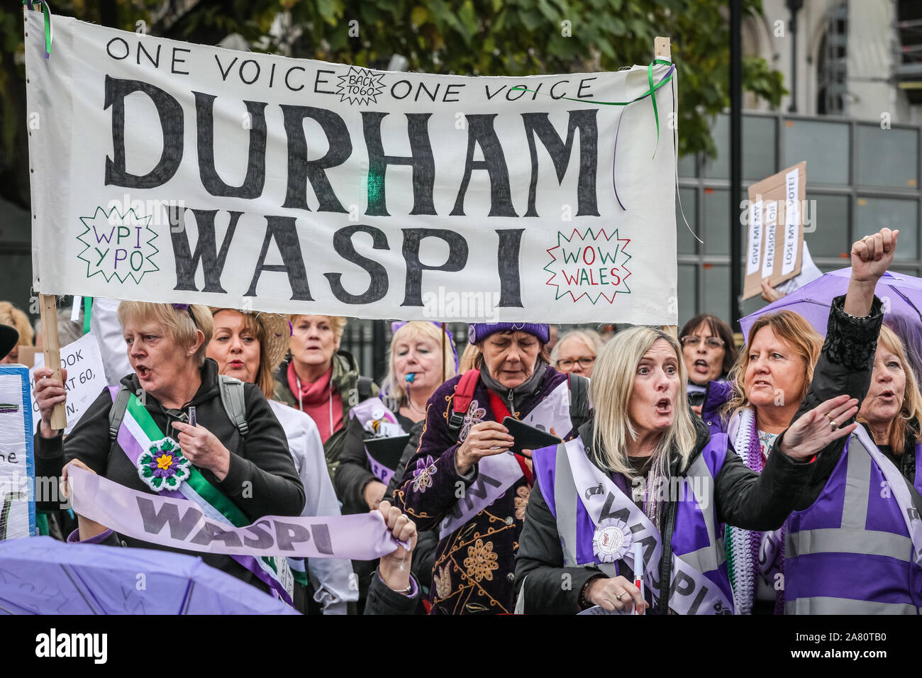 London, 05th November 2019. Women from the "WASPI" (Women Against State Pension Inequality ...