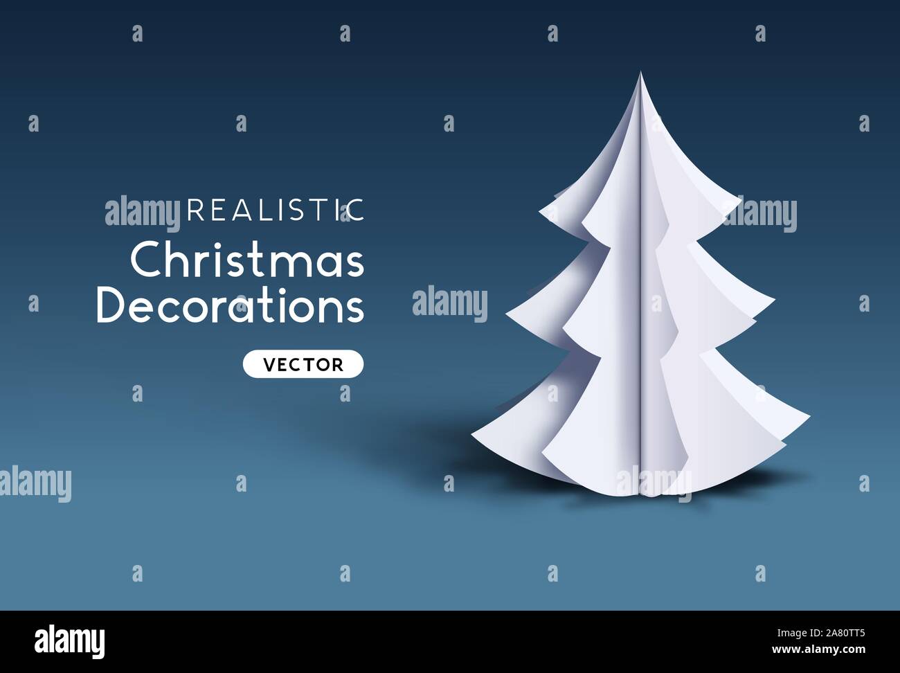 A Realistic festive vector paper 3D christmas tree object Stock Vector ...