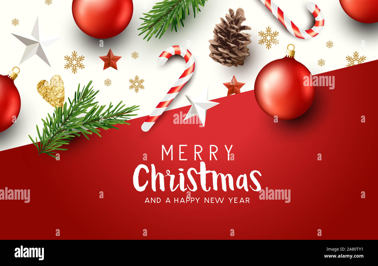 Red and gold merry christmas layout composition background Stock Photo ...