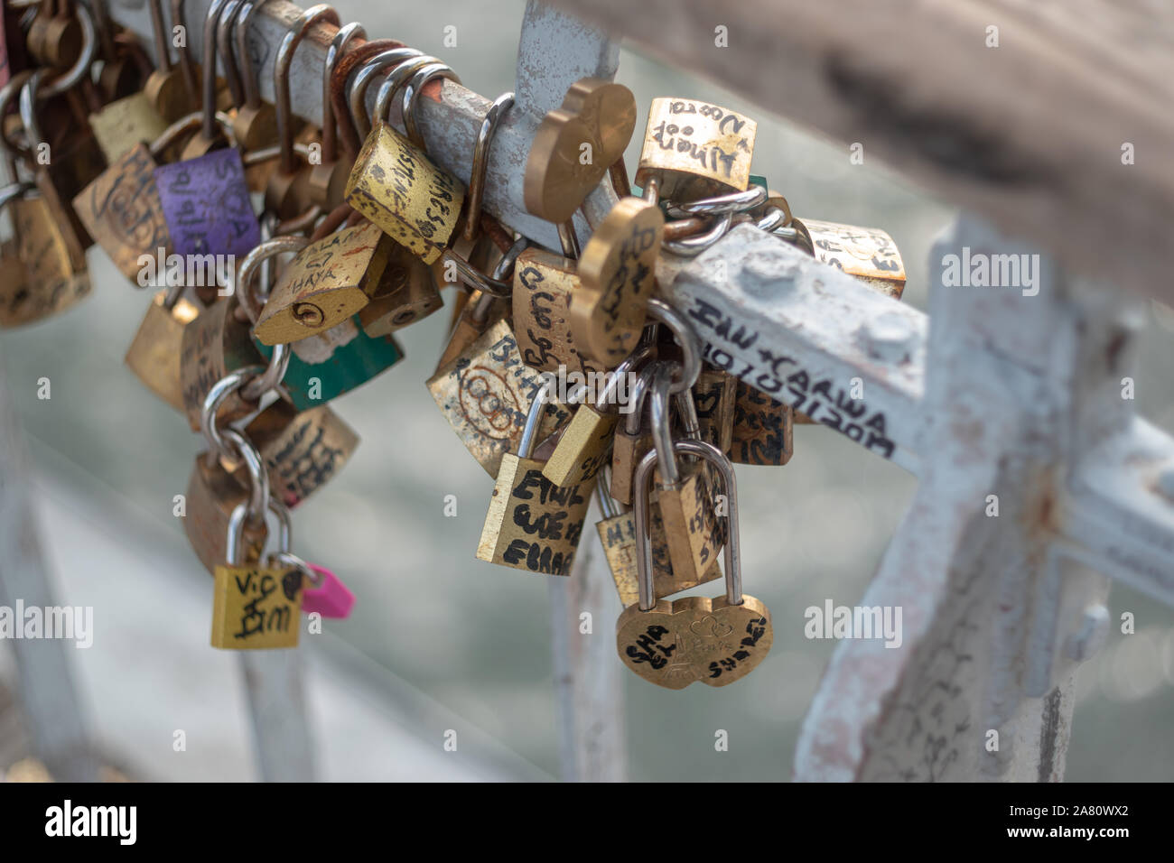 lock and chains on a French bridge Stock Photo - Alamy