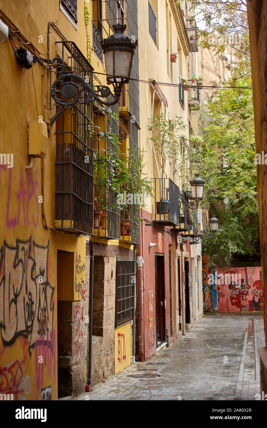 Historic streets in Valencia, Spain Stock Photo - Alamy