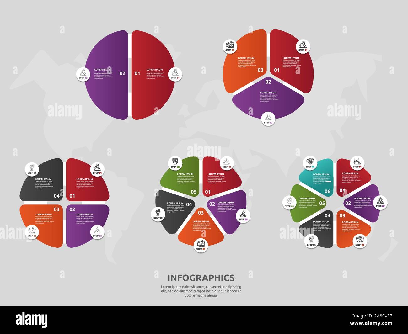 Vector template circle and sector infographics. Set business concept ...