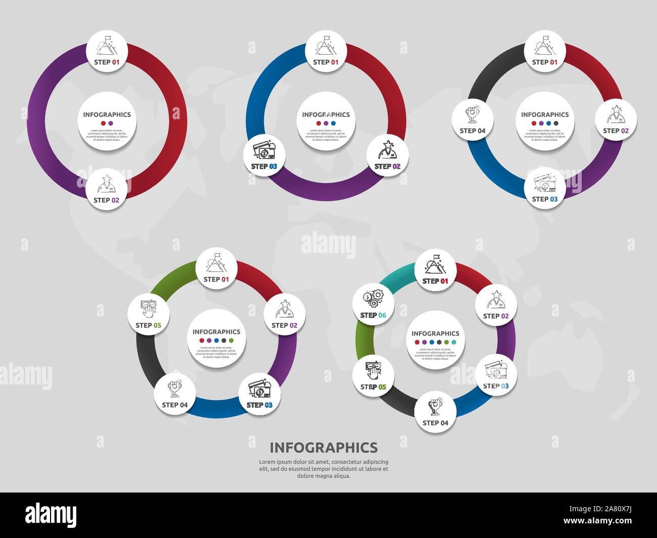 Vector template circle and sector infographics. Set business concept ...