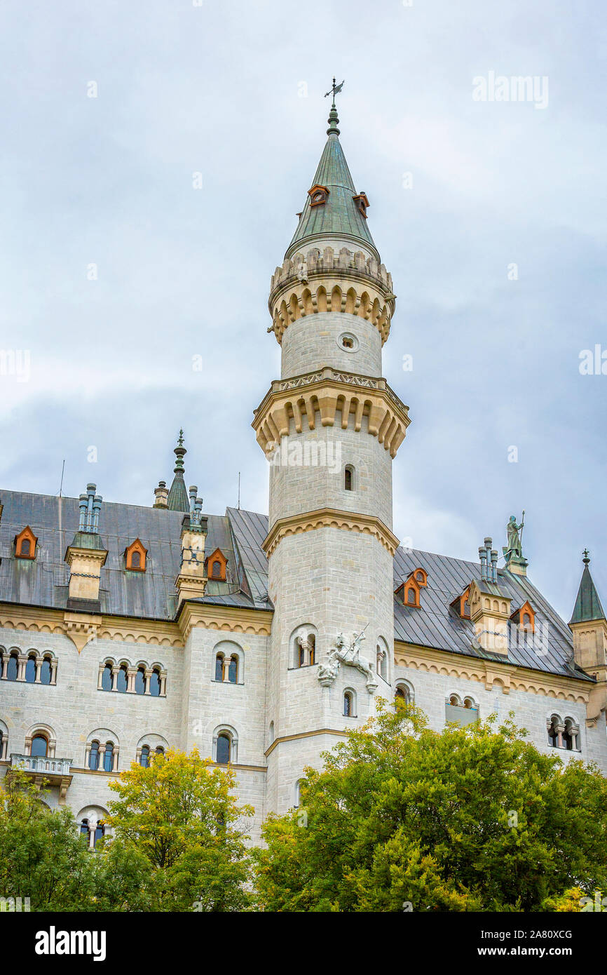 Fragment of Neuschwanstein Castle in Germany in the fall Stock Photo ...