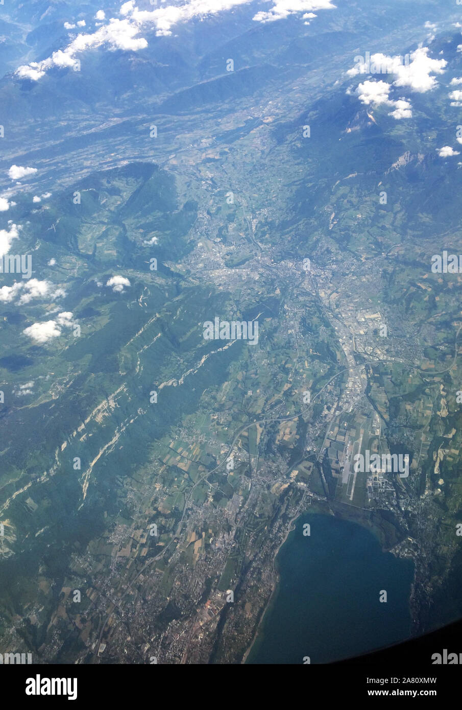 Chambéry Airport and Lake Bourget (Lac du Bourget) in Savoy in France ...