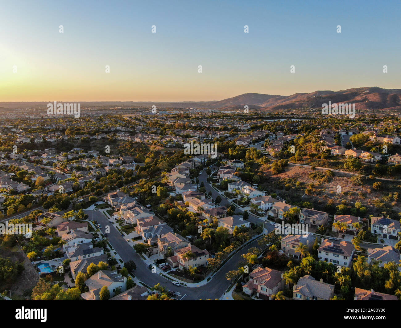 Aerial view of residential modern subdivision luxury house neighborhood ...