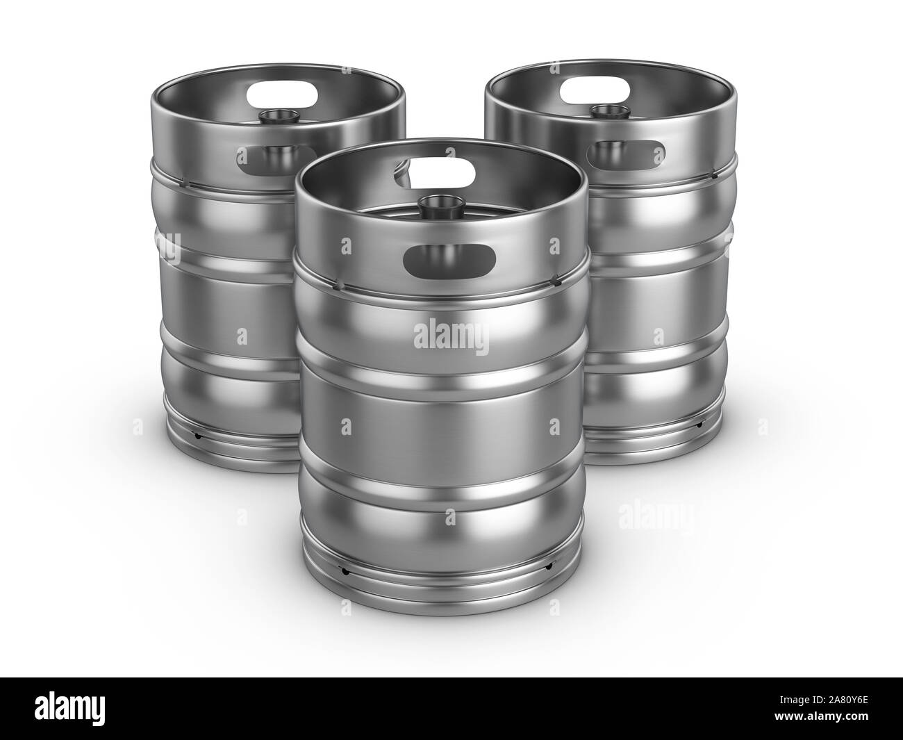 Beer kegs on a white background. 3d illustration Stock Photo - Alamy