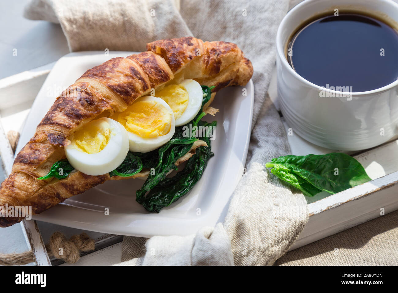 Croissant egg sauteed spinach hi-res stock photography and images - Alamy