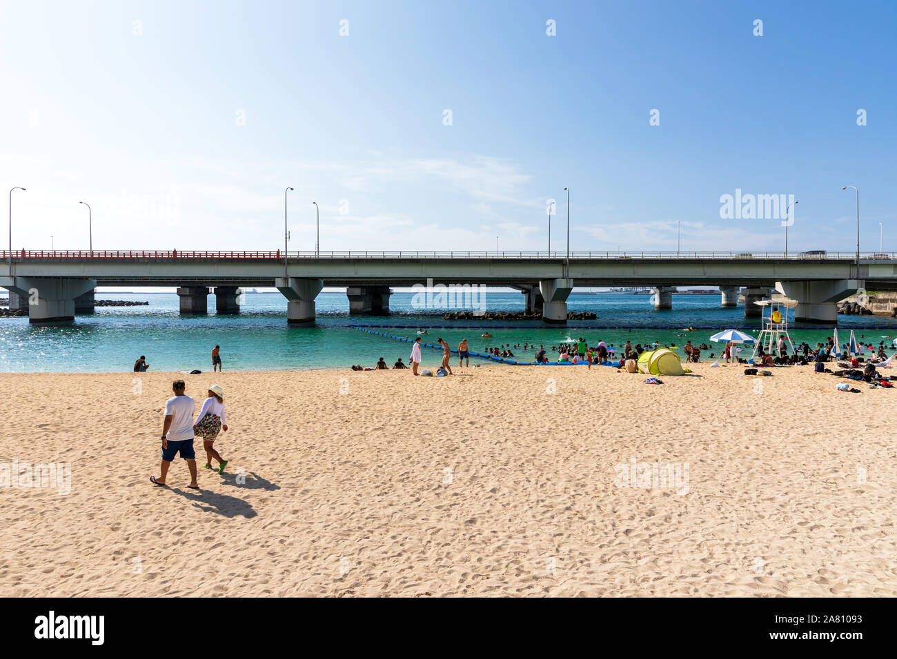 People at Naminoue Beach in summer, Naha, Okinawa, Japan Stock Photo ...