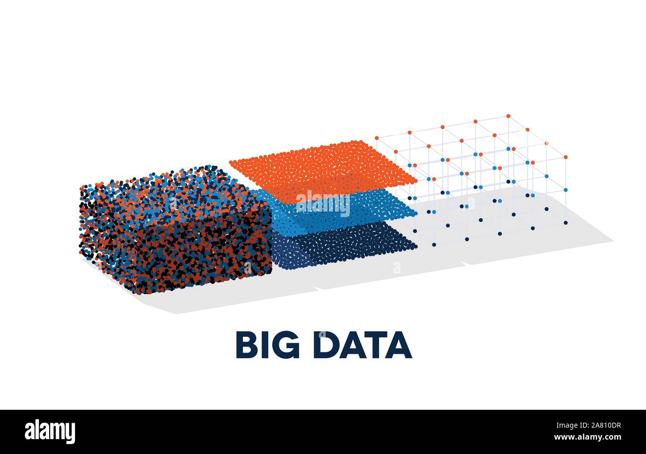 Big Data Illustration With Structuring Map Reduce Process Stock Vector