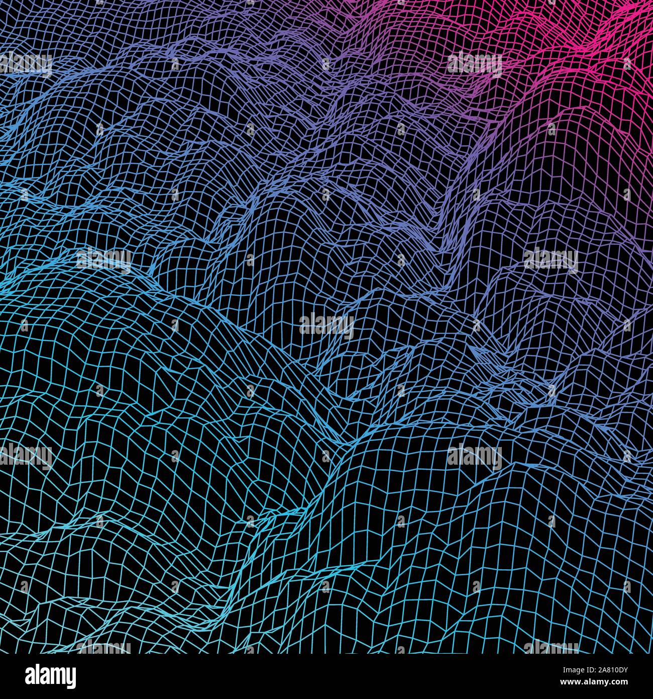 Digital landscape with mountains or clouds made of line grid Stock ...