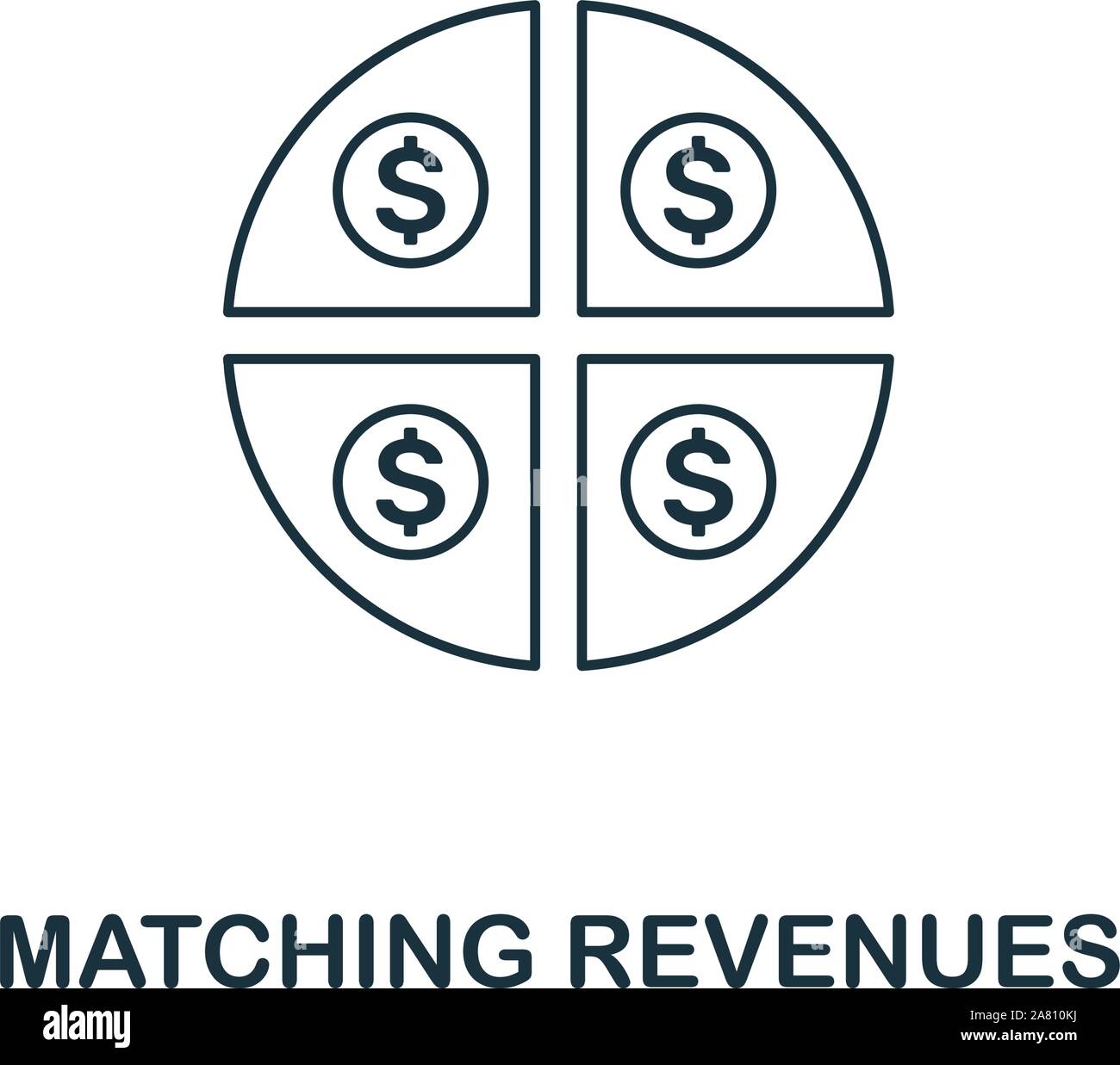 Matching Revenues icon outline style. Thin line creative Matching ...