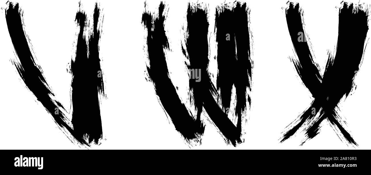 Abstract letters set painted with brush. Futuristic font for lettering ...