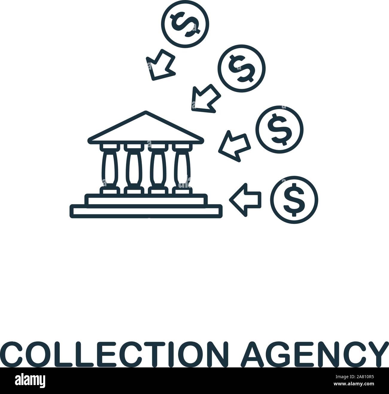 Collection Agency icon outline style. Thin line creative Collection ...