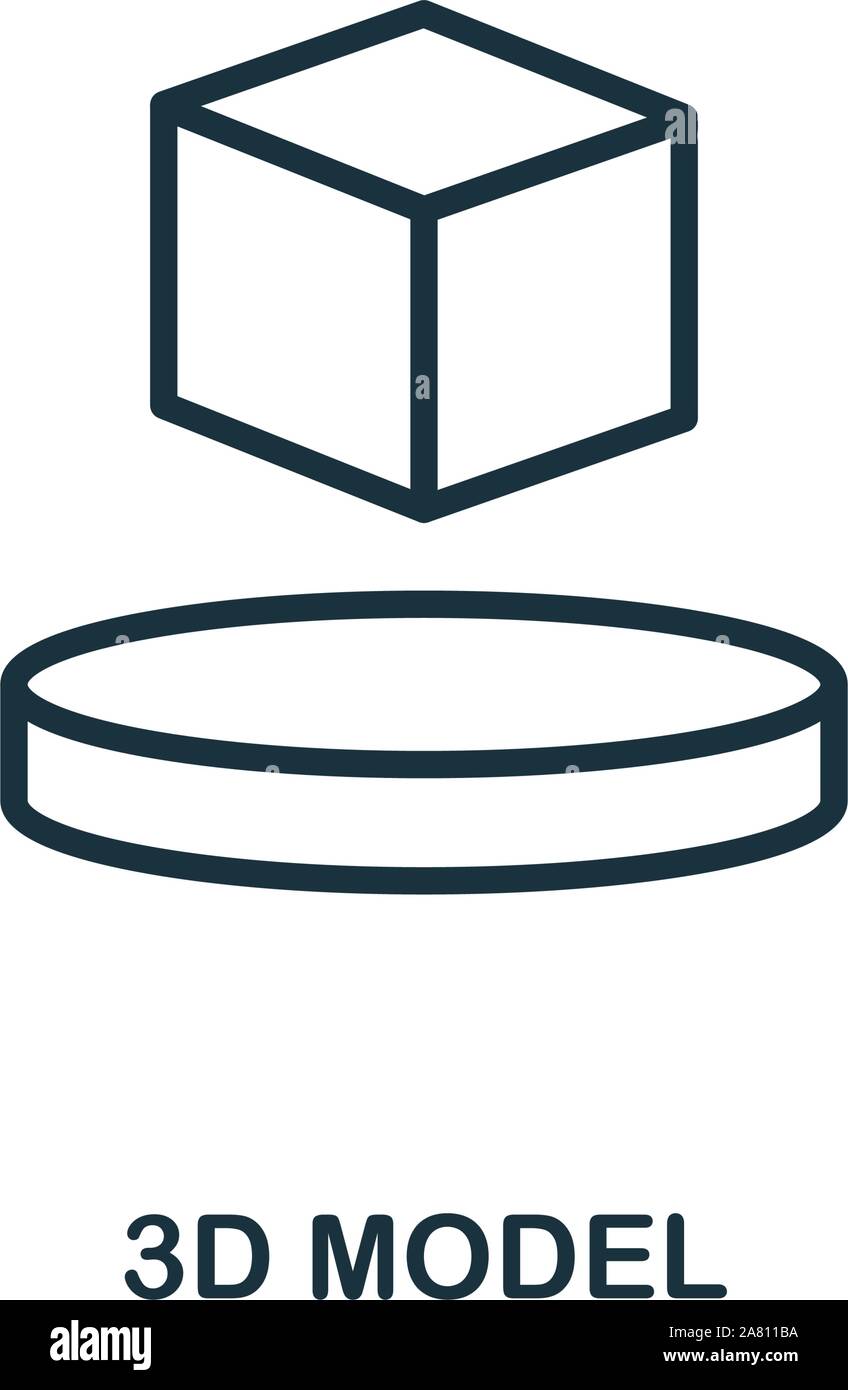 3D Model icon outline style. Thin line creative 3D Model icon for logo ...