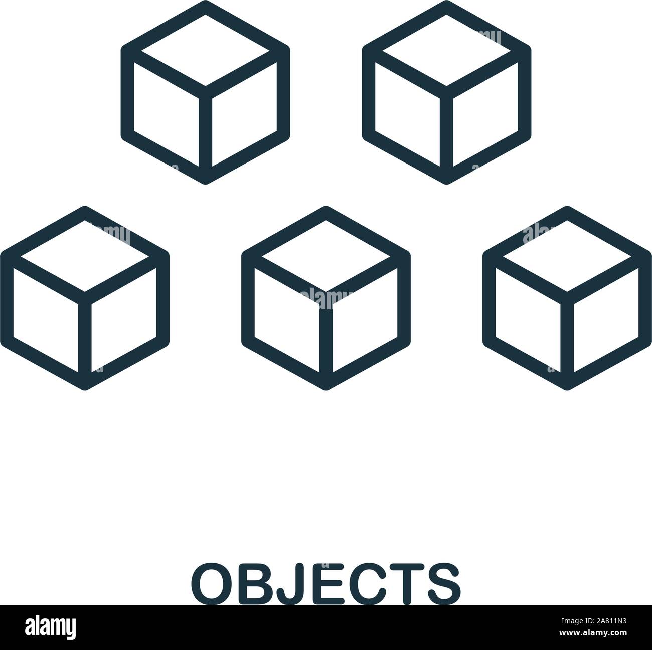 Objects icon outline style. Thin line creative Objects icon for logo ...