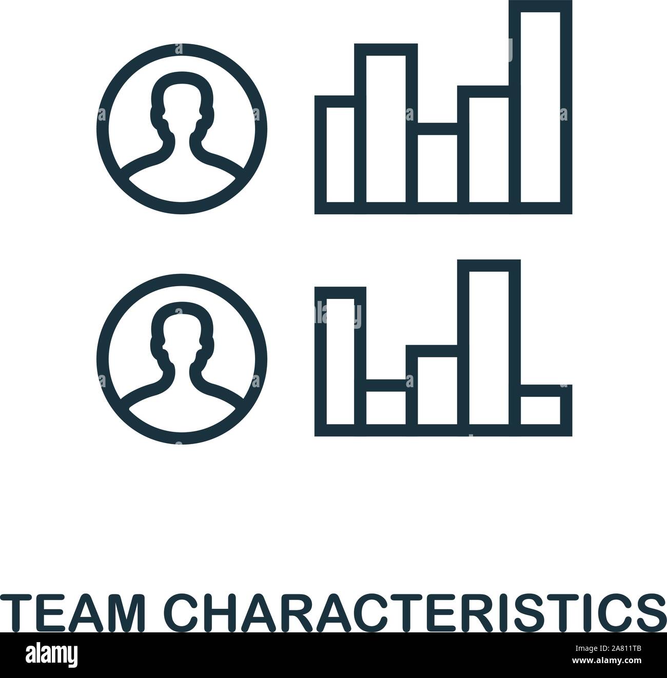 Team Characteristics icon outline style. Thin line creative Team ...
