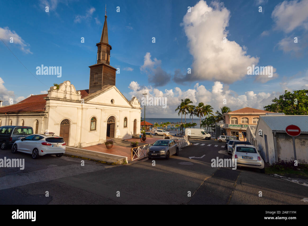 Le Diamant, Martinique - 16 August 2019: Le Diamant Church at sunset ...