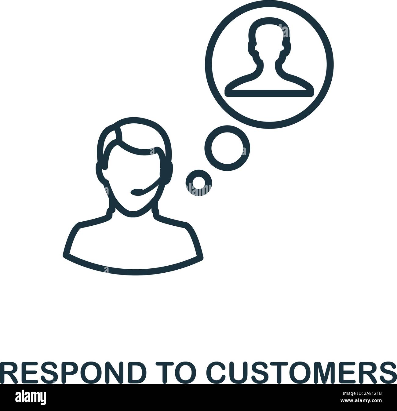 Respond To Customers icon outline style. Thin line creative Respond To ...