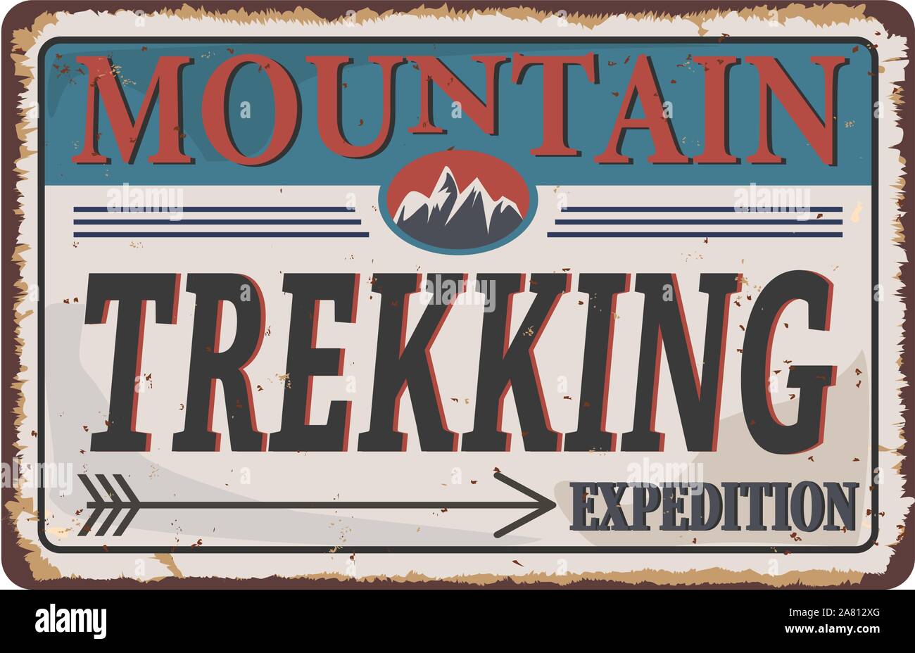 Trekking, Hiking and mountaineering poster rusted vintage matal sign on ...