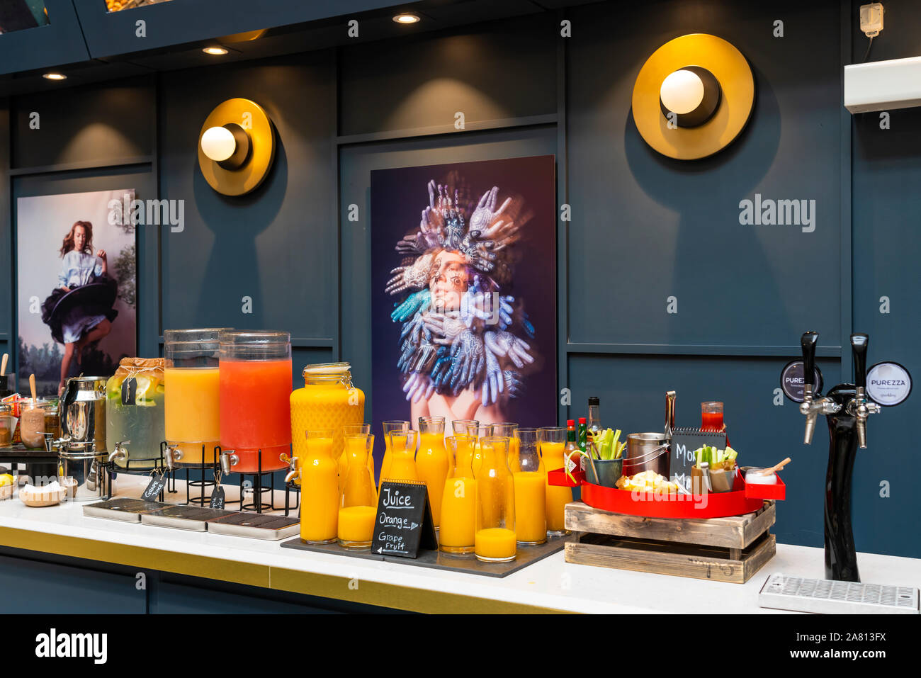 Buffet food display at the restaurant at the Radisson Blu Hotel in ...