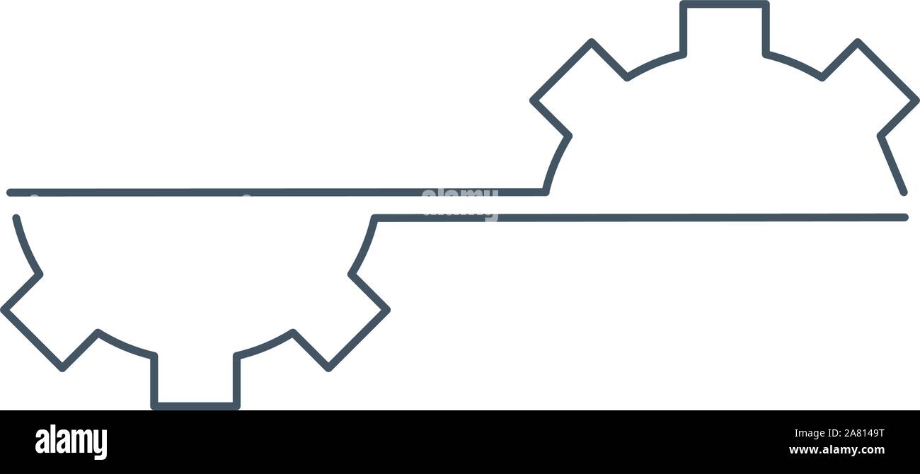 half linear gear logo design, repair concept, brocken wheel. vector ...