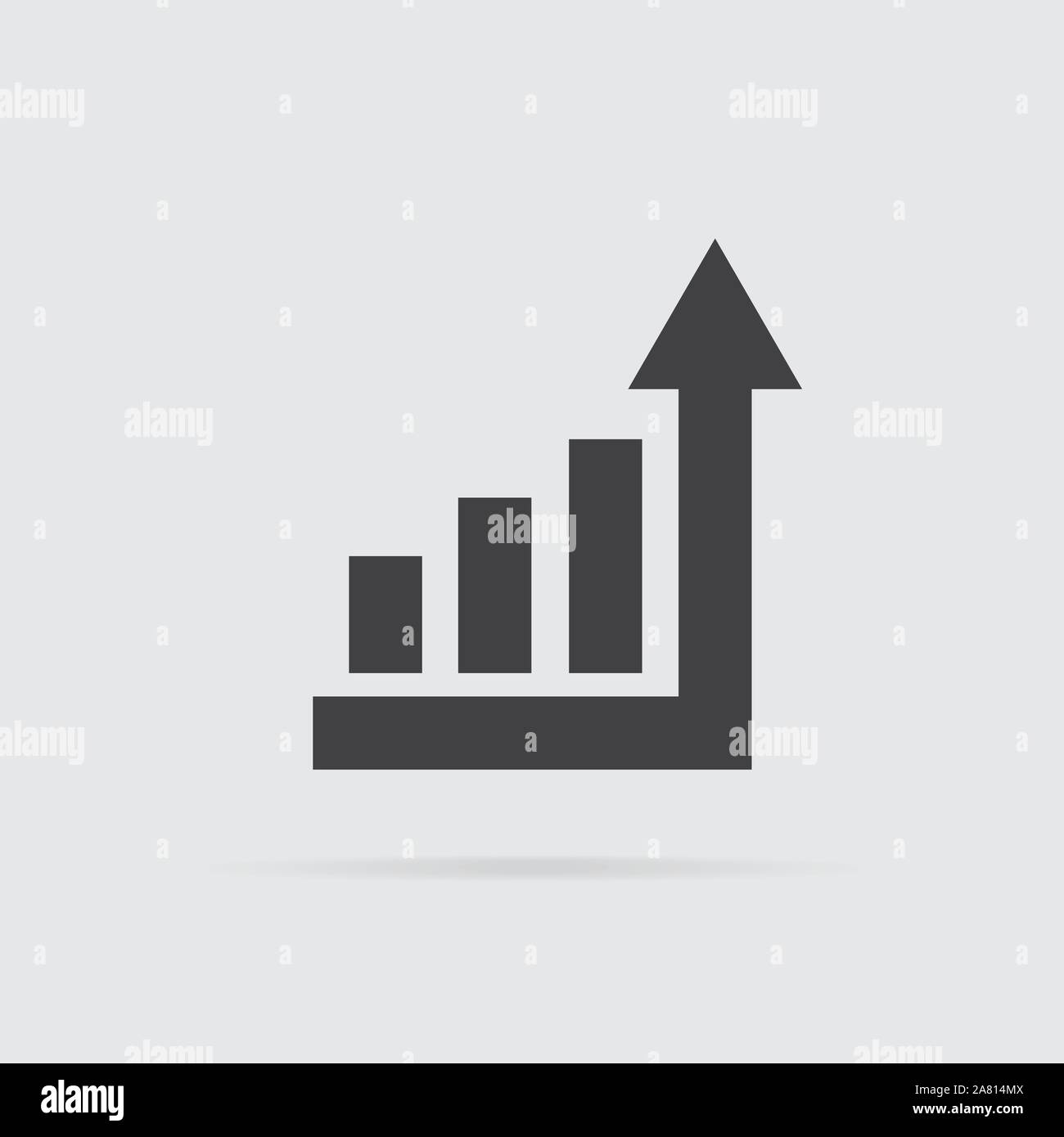 Growing graph icon in flat style isolated on grey background. For your ...