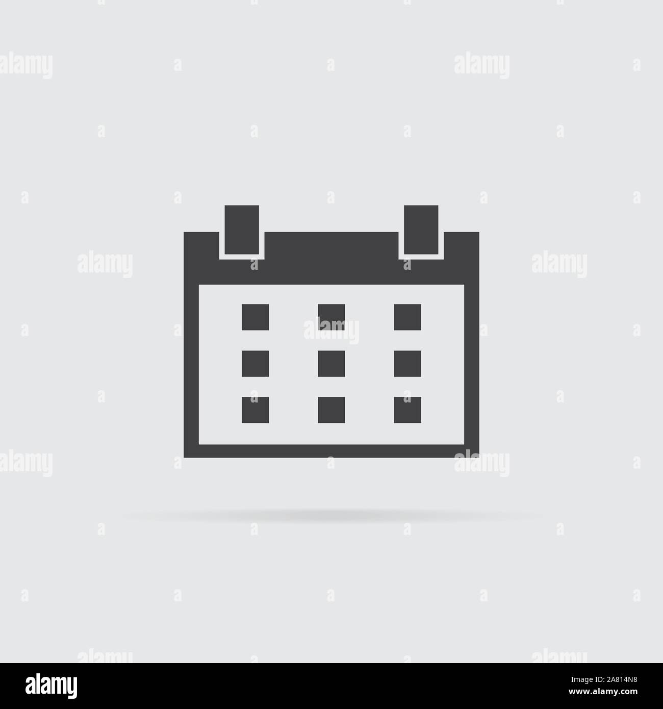 Calendar icon in flat style isolated on grey background. For your ...