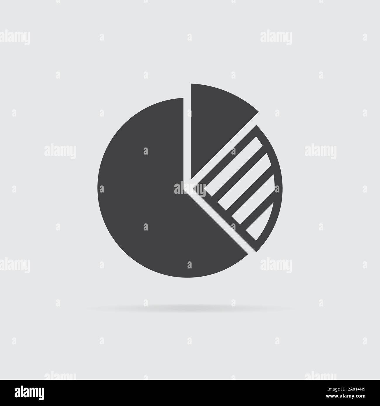 Pie chart icon in flat style isolated on grey background. For your ...