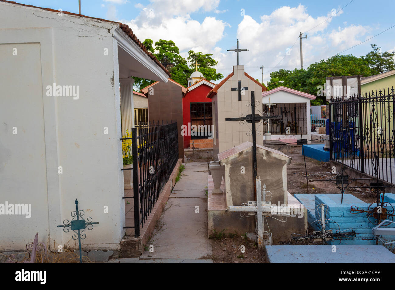 Culiacan, Sinaloa, Mexico - October 10 2019: Tombs decorated with ...