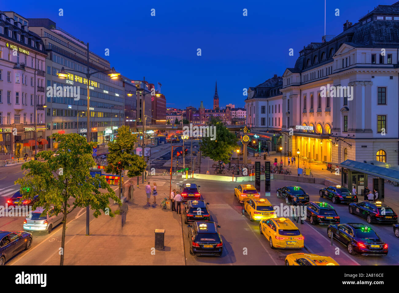An evening view of Vasagatan Street in downtown Stockholm, Sweden Stock ...