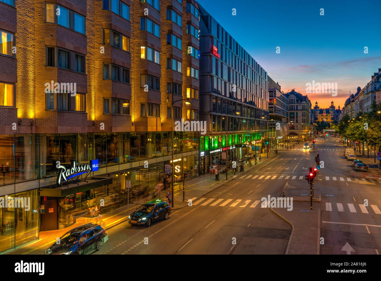 An evening view of Vasagatan Street in downtown Stockholm, Sweden Stock ...