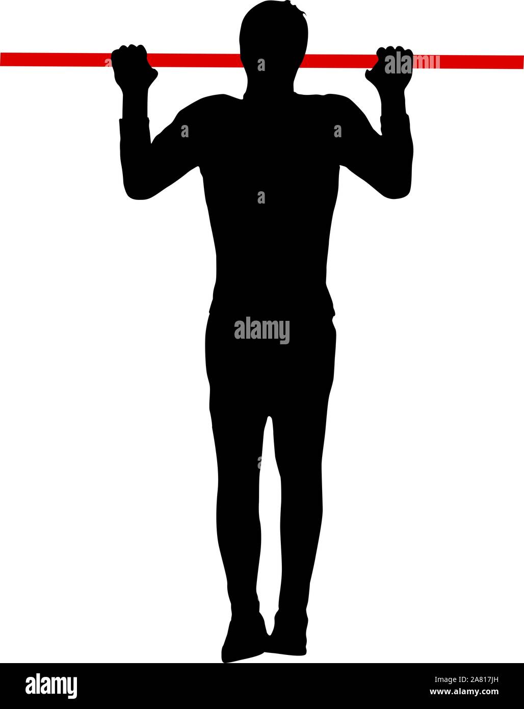 Man doing pull-ups silhouette on a white background Stock Vector Image ...