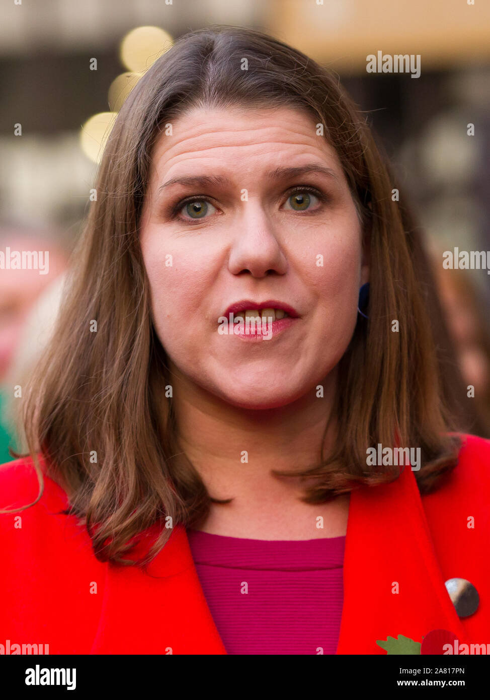 Jo Swinson Leader of the Liberal Democrats speaks to media outside the ...