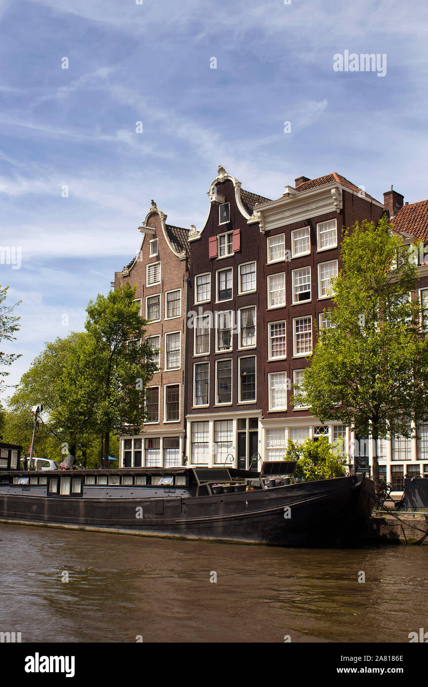 View of a canal boat house, historical, traditional and typical ...