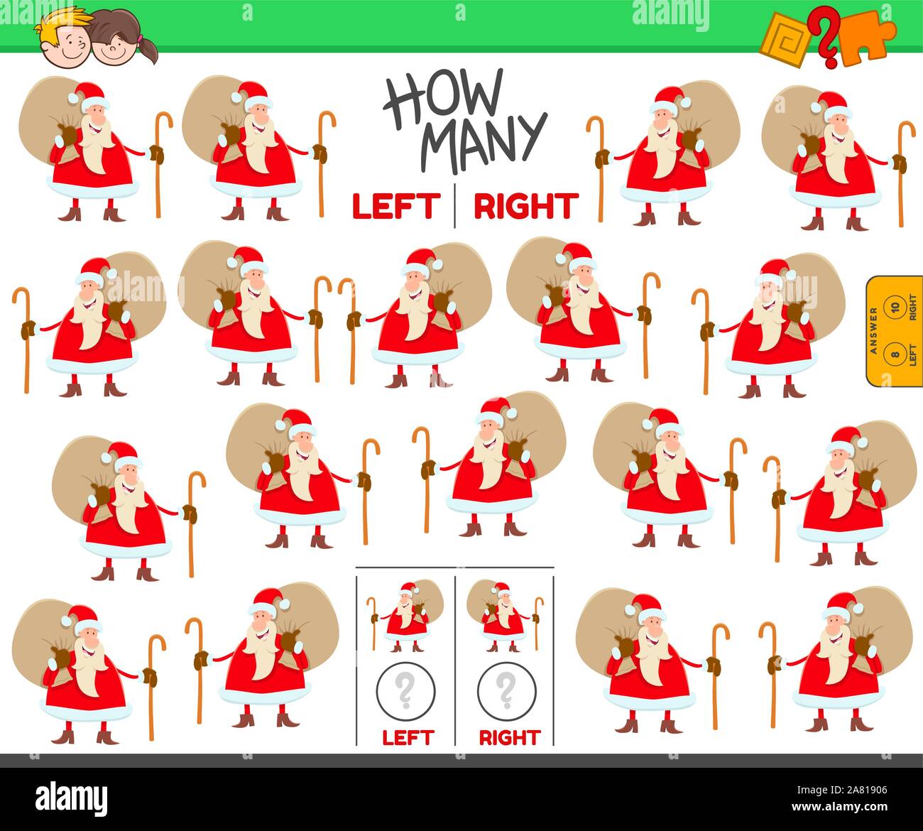 Cartoon Illustration of Educational Game of Counting Left and Right ...