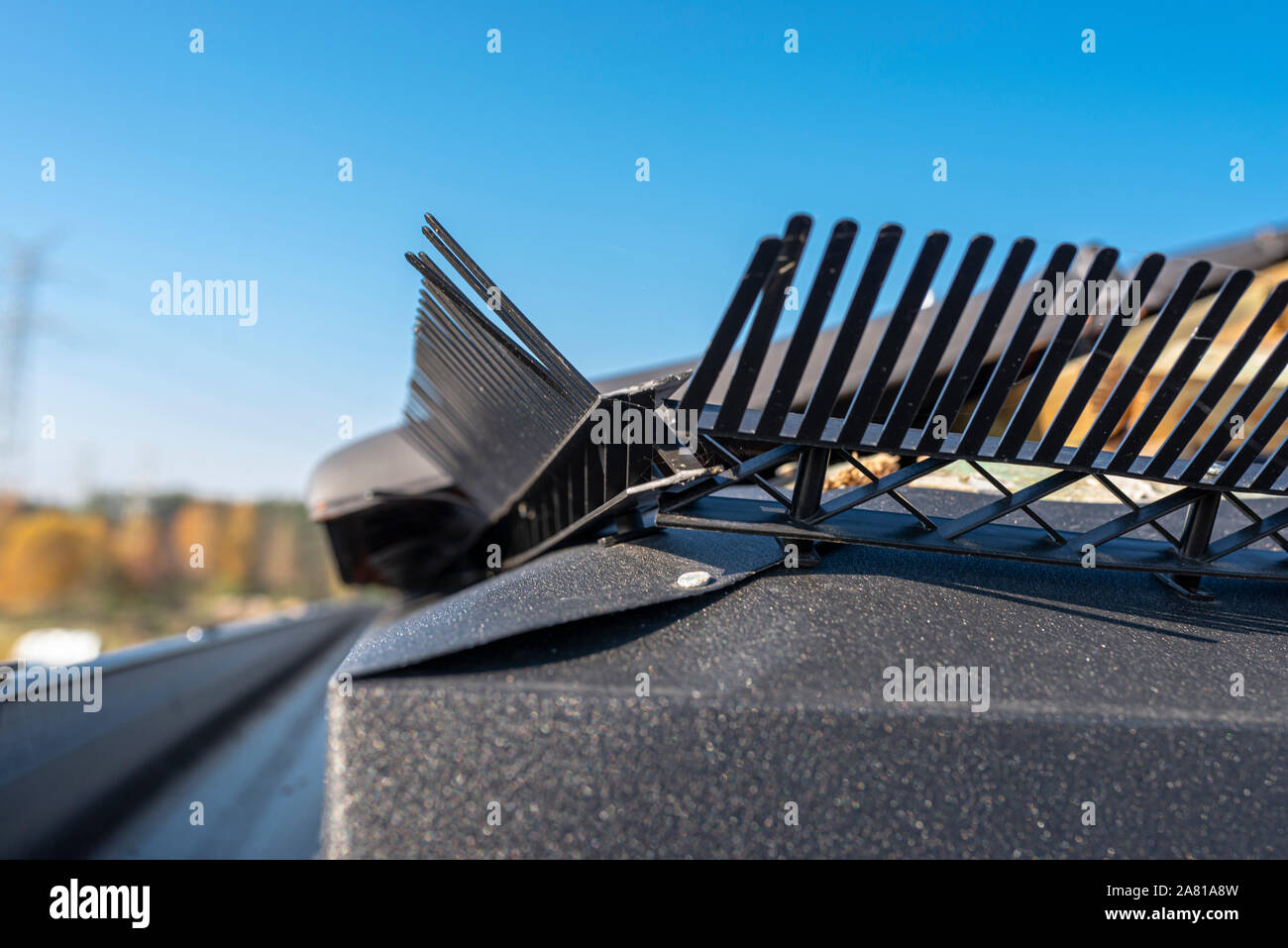 Eaves comb with ventilation grille mounted on the newly built roof ...