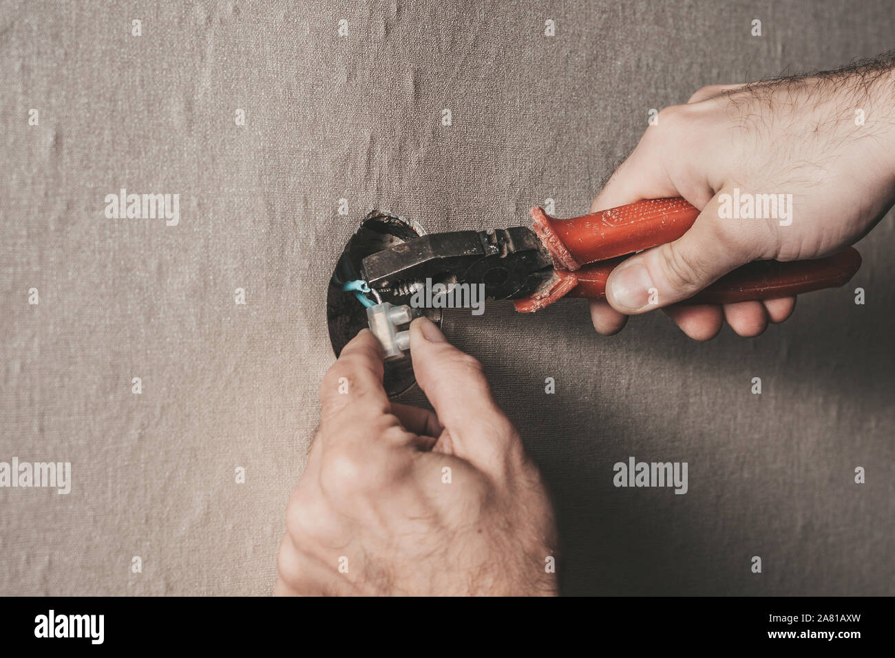 Electric installation work on the house Stock Photo - Alamy