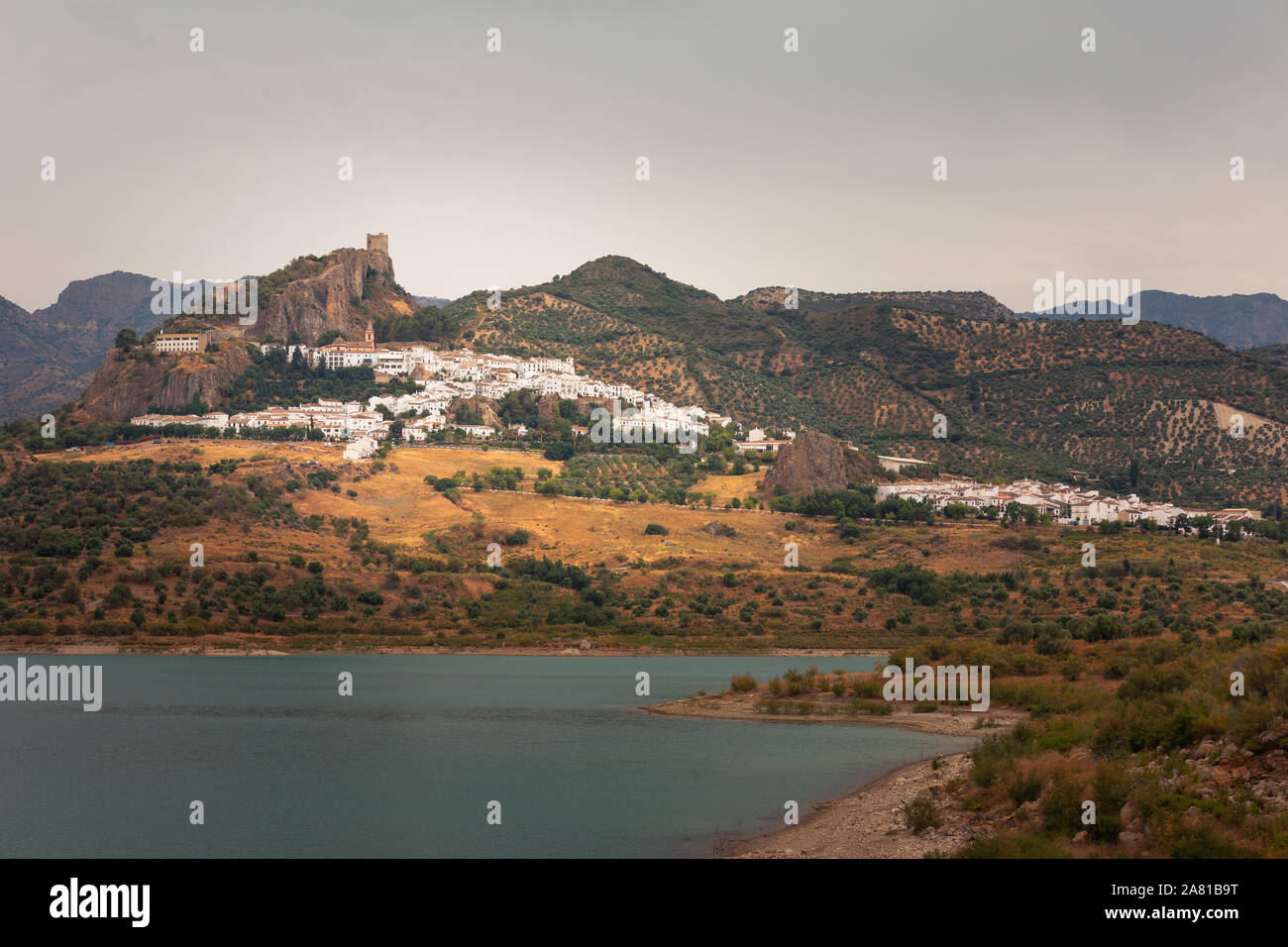 Zahara de la Sierra, one of the famous white towns from Cadiz region at ...