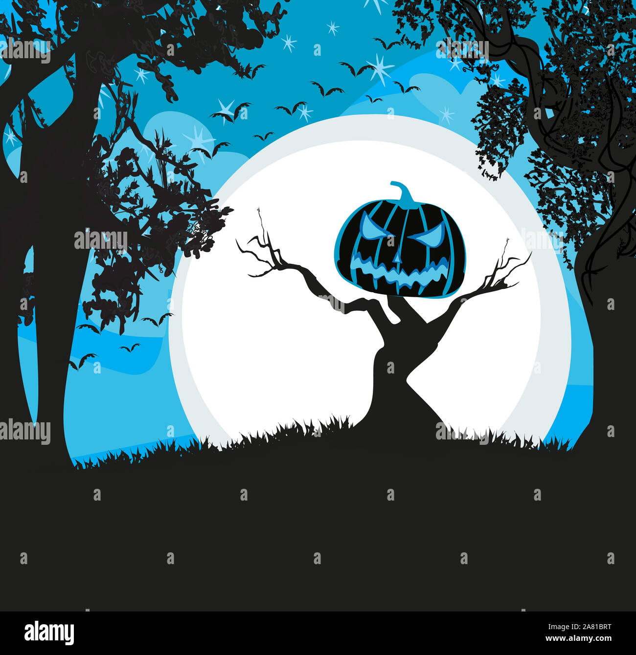 Pumpkin scarecrow at night Stock Photo - Alamy