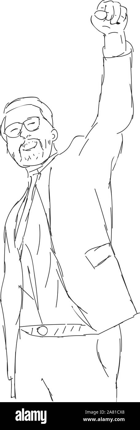 Happy man sketch, illustration, vector on white background Stock Vector ...